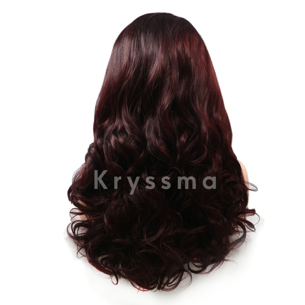 WINE RED WAVY SYNTHETIC LACE FRONT WIGS - WINNIE - Kryssma.com Official ...