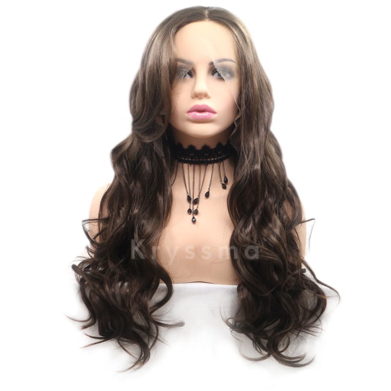 Dark Brown Long Wavy Synthetic Lace Front Wigs Official Site