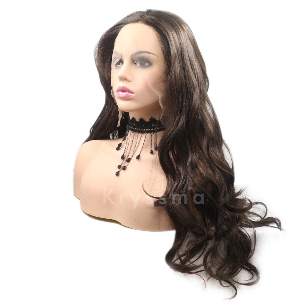 Dark Brown Long Wavy Synthetic Lace Front Wigs Official Site