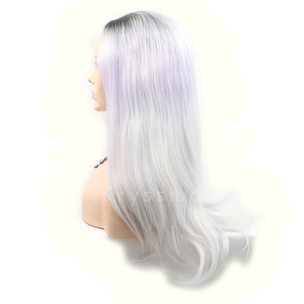 OMBRE SILVER NATURAL STRAIGHT SYNTHETIC LACE FRONT WIGS - Kryssma.com ...