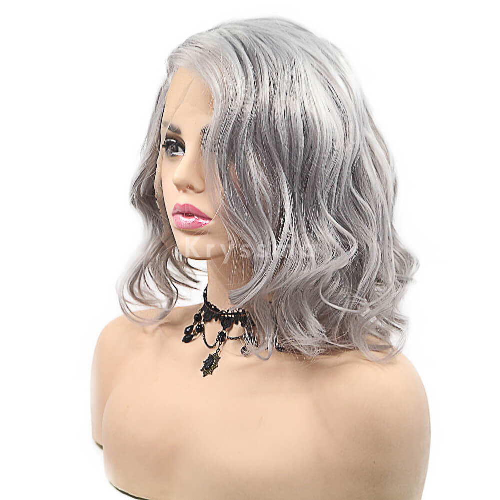 Ombre Gray Bob Synthetic Lace Front Wig - Addison - Kryssma.com ...