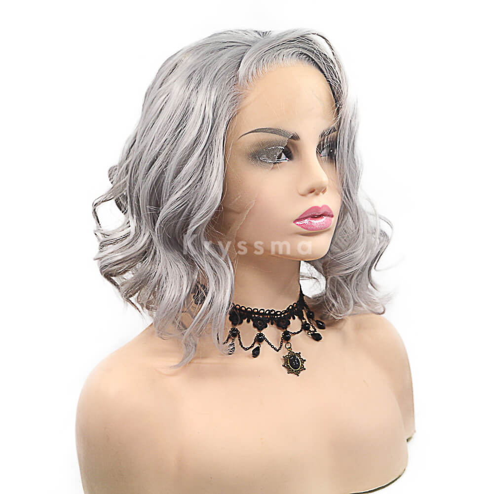 Ombre Gray Bob Synthetic Lace Front Wig - Addison - Kryssma.com ...