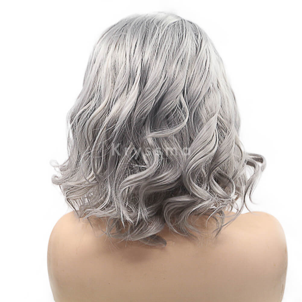 Ombre Gray Bob Synthetic Lace Front Wig - Addison - Kryssma.com ...
