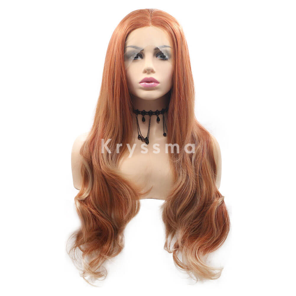 Ombre Brown Long Wavy Synthetic Lace Front Wigs Esta