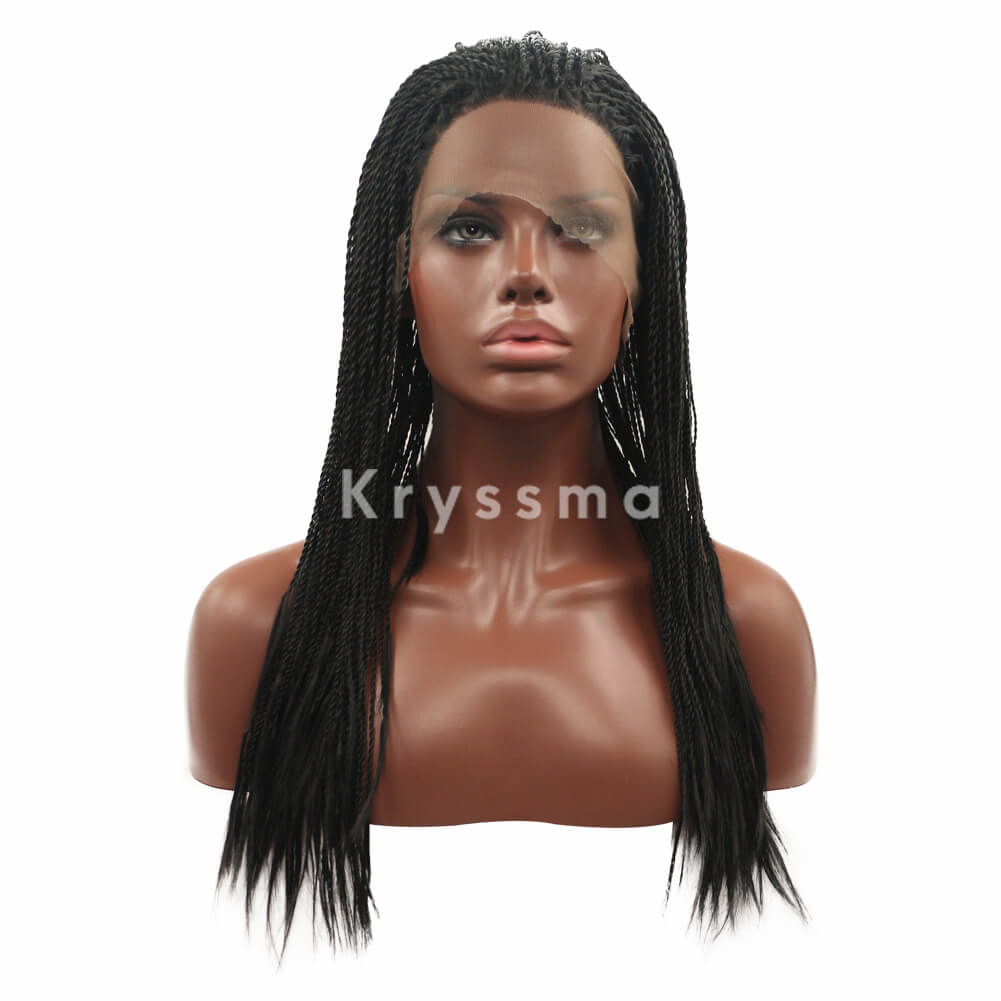 Black Braided Synthetic Lace Front Wigs, Handmade Lace Front Wigs ...