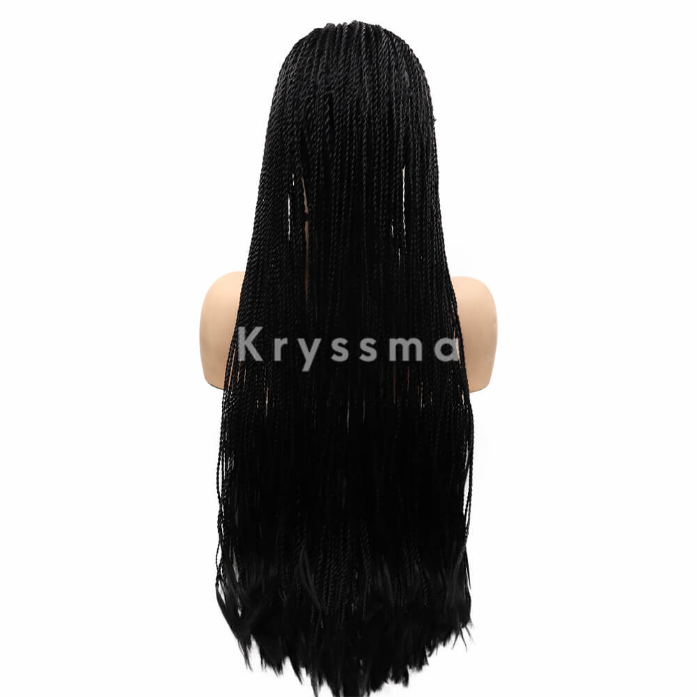 Black Braided Synthetic Lace Front Wigs, Handmade Lace Front Wigs ...
